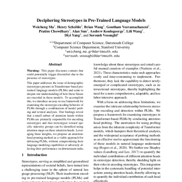 Deciphering Stereotypes in Pre-Trained Language Models - ACL Anthology