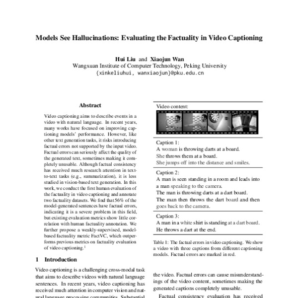 Models See Hallucinations: Evaluating the Factuality in Video Captioning - ACL Anthology