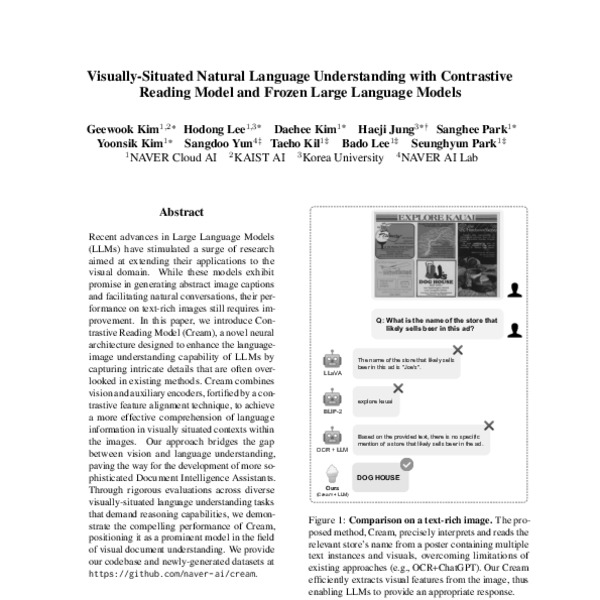 Visually-Situated Natural Language Understanding with Contrastive Reading Model and Frozen Large ...