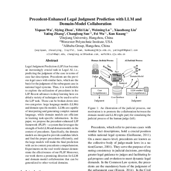 Precedent-Enhanced Legal Judgment Prediction with LLM and Domain-Model Collaboration - ACL Anthology