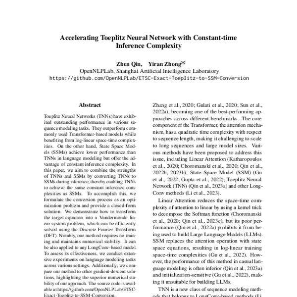 Accelerating Toeplitz Neural Network with Constant-time Inference Complexity - ACL Anthology
