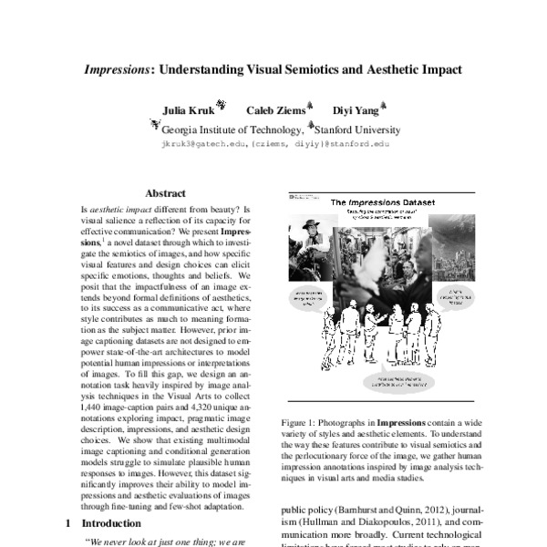 Impressions: Visual Semiotics and Aesthetic Impact Understanding - ACL ...