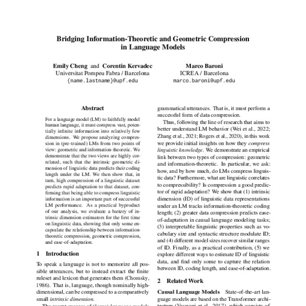 Bridging Information-Theoretic and Geometric Compression in Language ...