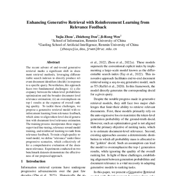 Enhancing Generative Retrieval with Reinforcement Learning from Relevance Feedback - ACL Anthology