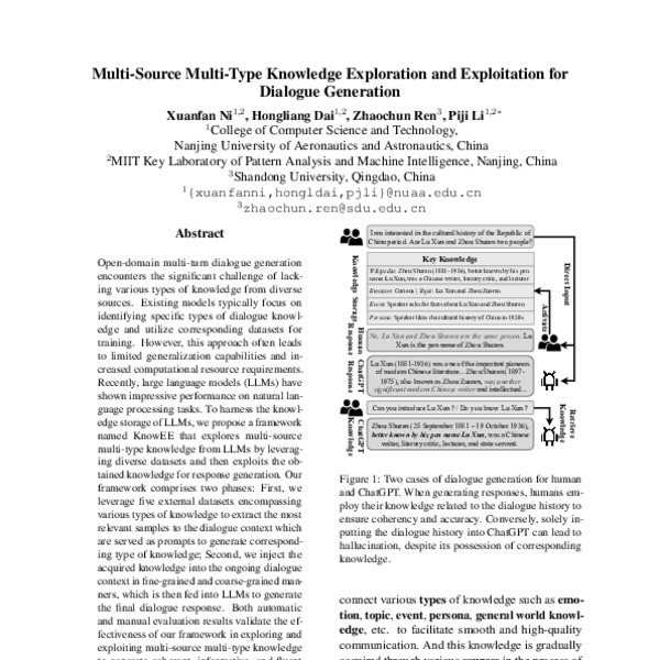 Multi-Source Multi-Type Knowledge Exploration and Exploitation for Dialogue Generation - ACL ...