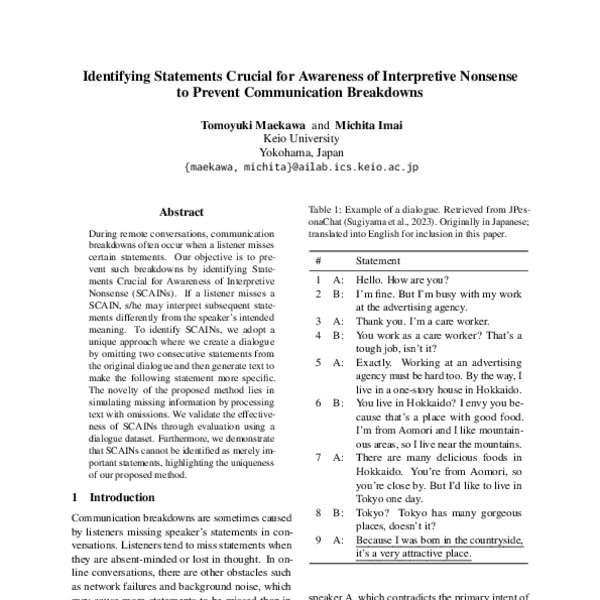 Identifying Statements Crucial for Awareness of Interpretive Nonsense ...