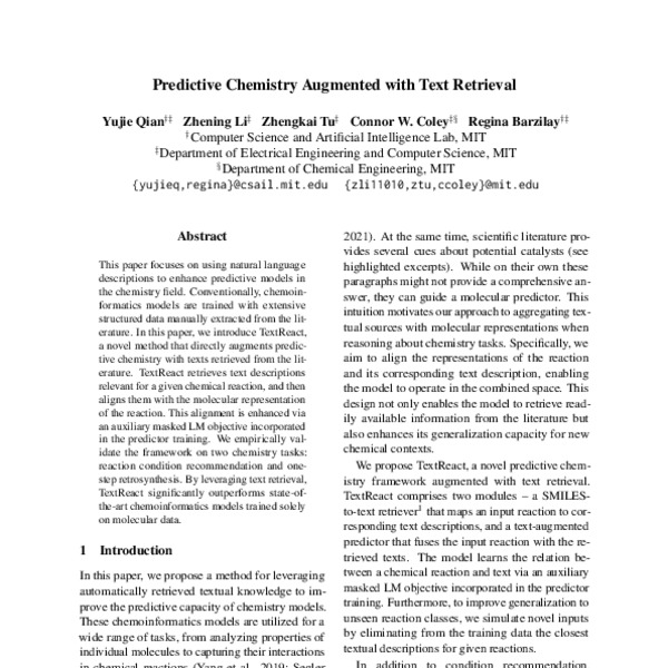 Predictive Chemistry Augmented with Text Retrieval - ACL Anthology