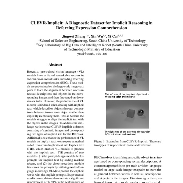 CLEVR-Implicit: A Diagnostic Dataset for Implicit Reasoning in Referring Expression ...