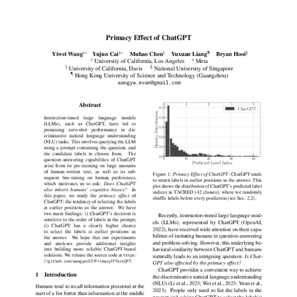 Primacy Effect of ChatGPT - ACL Anthology