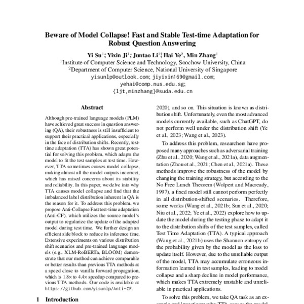 Beware of Model Collapse! Fast and Stable Test-time Adaptation for ...