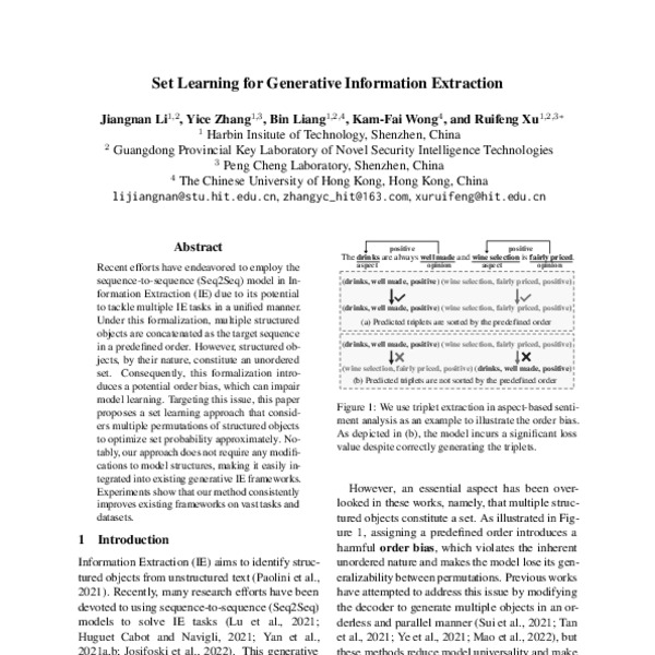 Set Learning For Generative Information Extraction Acl Anthology