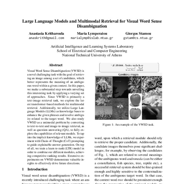 Large Language Models And Multimodal Retrieval For Visual Word Sense