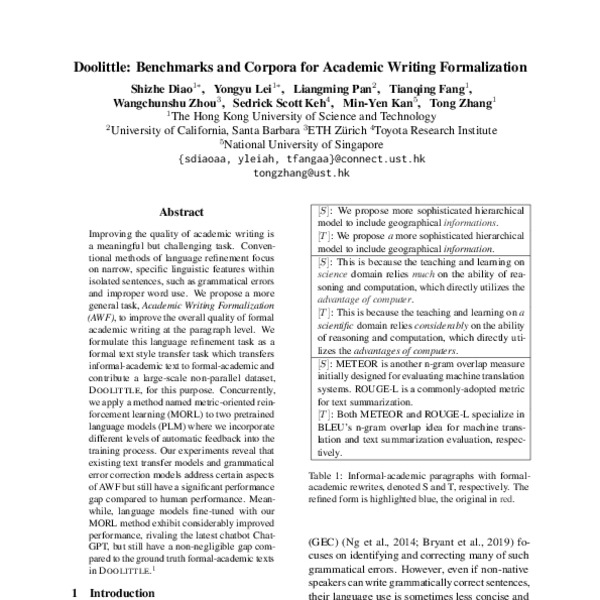 Doolittle: Benchmarks and Corpora for Academic Writing Formalization - ACL Anthology