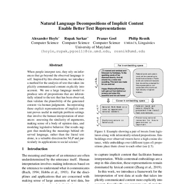 Natural Language Decompositions of Implicit Content Enable Better Text Representations - ACL ...