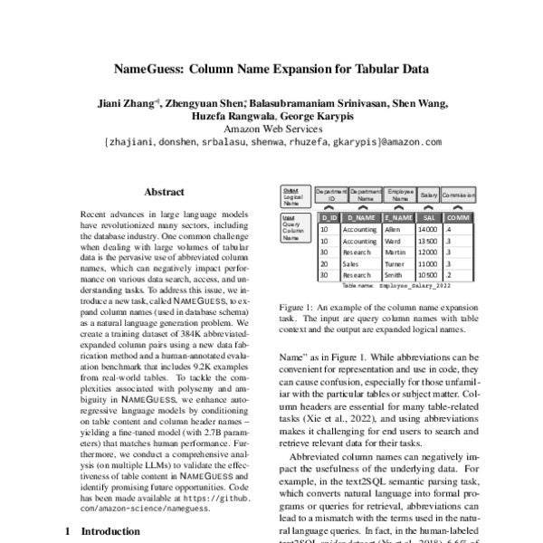 NameGuess: Column Name Expansion for Tabular Data - ACL Anthology