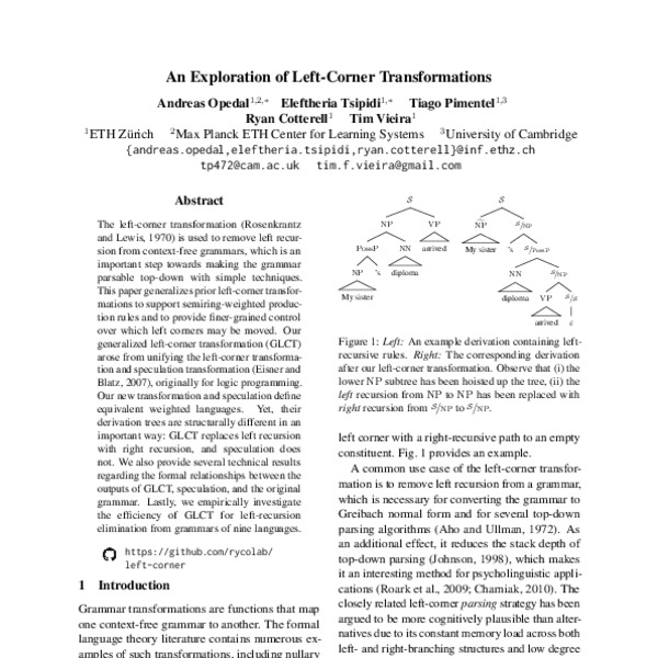 An Exploration of Left-Corner Transformations - ACL Anthology
