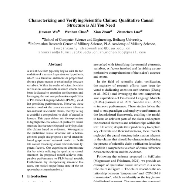 Characterizing and Verifying Scientific Claims: Qualitative Causal ...
