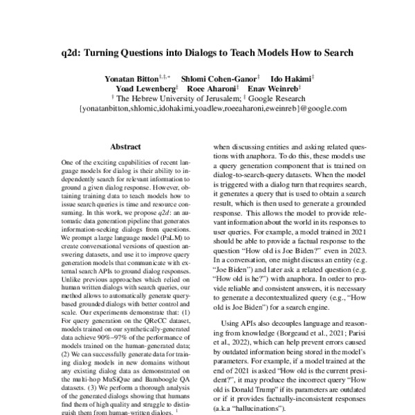 q2d: Turning Questions into Dialogs to Teach Models How to Search - ACL Anthology