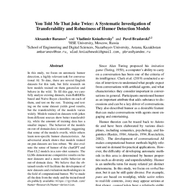 You Told Me That Joke Twice: A Systematic Investigation of ...