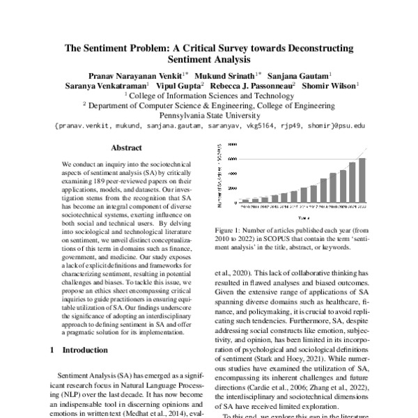 The Sentiment Problem: A Critical Survey towards Deconstructing Sentiment Analysis - ACL Anthology