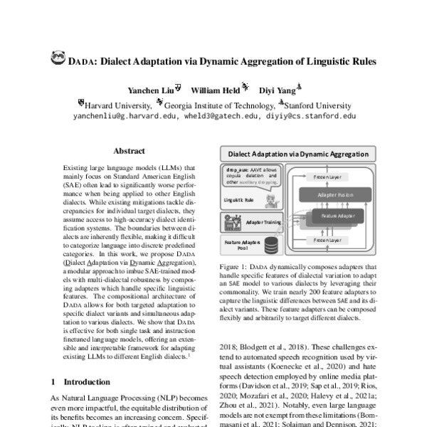 Dada Dialect Adaptation Via Dynamic Aggregation Of Linguistic Rules