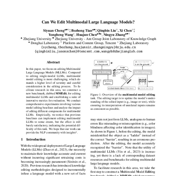 Can We Edit Multimodal Large Language Models? - ACL Anthology