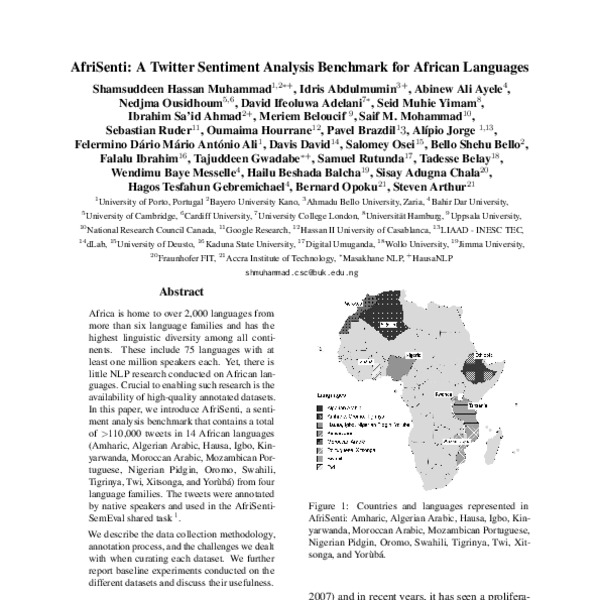 AfriSenti: A Twitter Sentiment Analysis Benchmark for African Languages ...