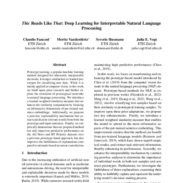 This Reads Like That Deep Learning For Interpretable Natural Language