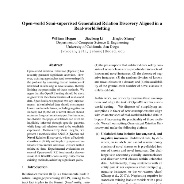 Open World Semi Supervised Generalized Relation Discovery Aligned In A Real World Setting Acl