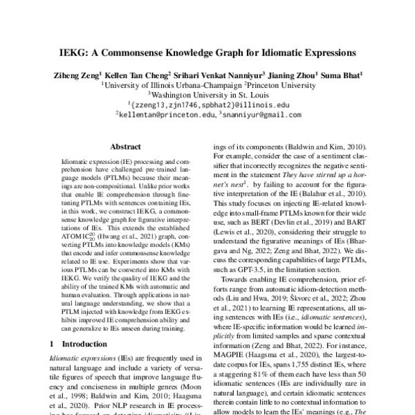 IEKG: A Commonsense Knowledge Graph for Idiomatic Expressions - ACL Anthology