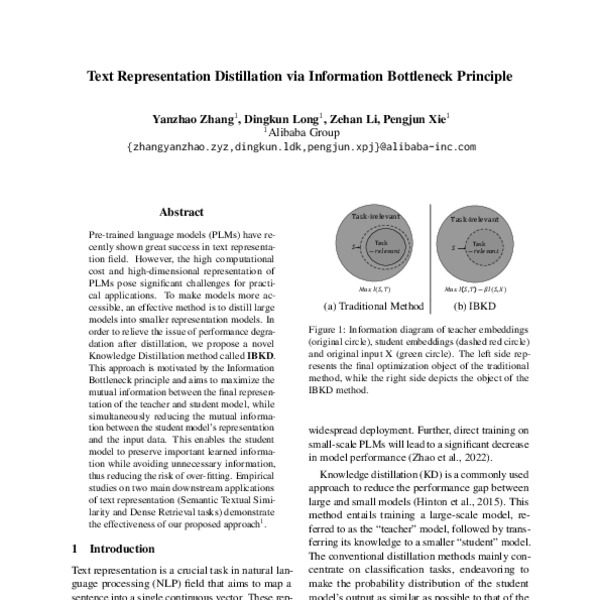 Text Representation Distillation Via Information Bottleneck Principle Acl Anthology