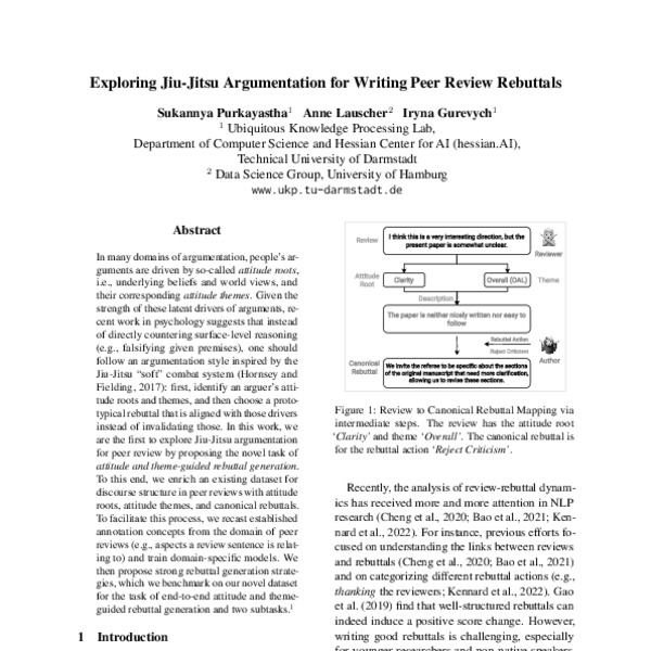 Exploring Jiu-Jitsu Argumentation for Writing Peer Review Rebuttals - ACL Anthology