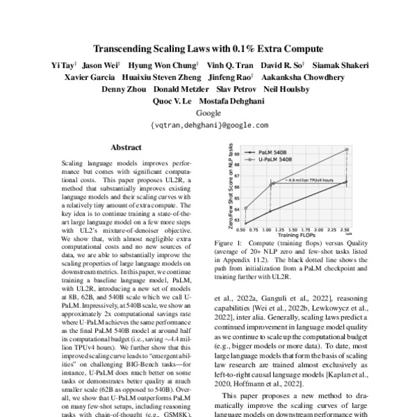 Transcending Scaling Laws with 0.1% Extra Compute - ACL Anthology