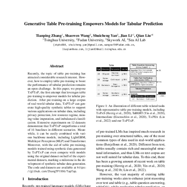 Generative Table Pre-training Empowers Models for Tabular Prediction - ACL Anthology