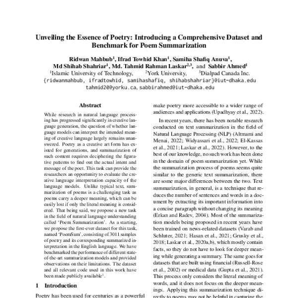 Unveiling the Essence of Poetry: Introducing a Comprehensive Dataset ...