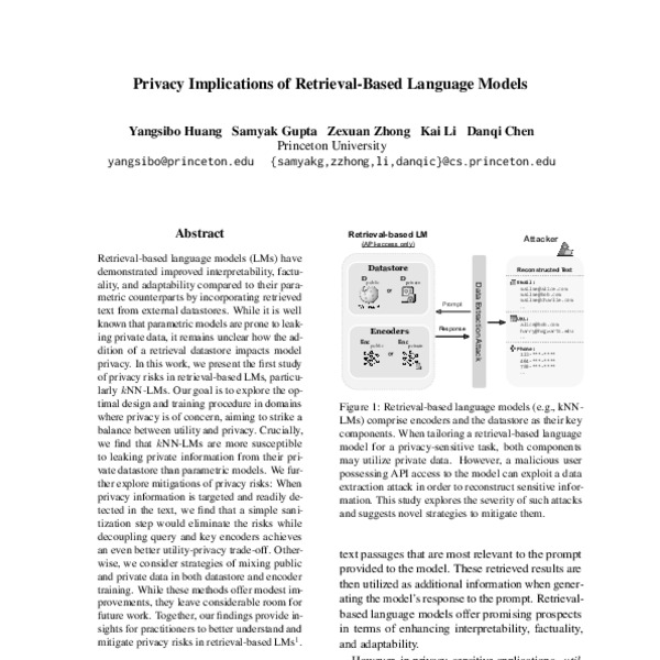 Privacy Implications of Retrieval-Based Language Models - ACL Anthology