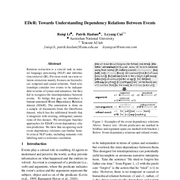 EDeR: Towards Understanding Dependency Relations Between Events - ACL Anthology
