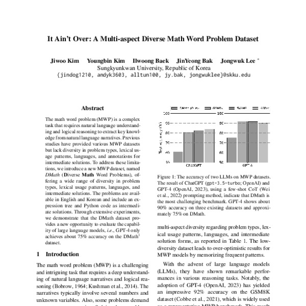 It Aint Over A Multi Aspect Diverse Math Word Problem Dataset Acl Anthology