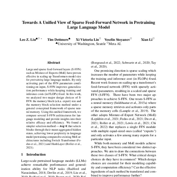 Towards A Unified View of Sparse Feed-Forward Network in Pretraining Large Language Model - ACL ...