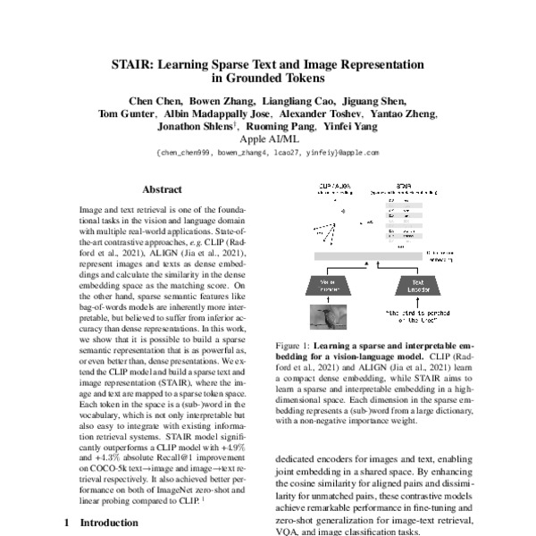 STAIR: Learning Sparse Text and Image Representation in Grounded Tokens - ACL Anthology
