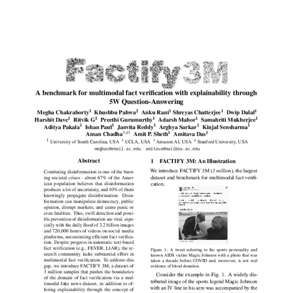 FACTIFY3M: A benchmark for multimodal fact verification with explainability through 5W Question ...