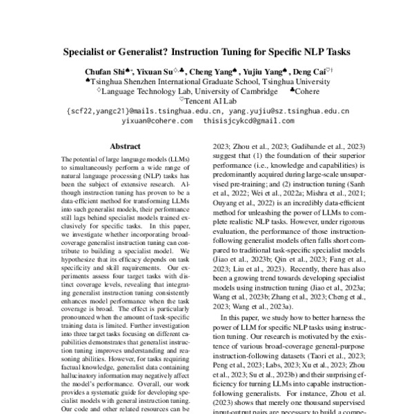 Specialist or Generalist? Instruction Tuning for Specific NLP Tasks - ACL Anthology