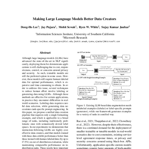 Making Large Language Models Better Data Creators - ACL Anthology