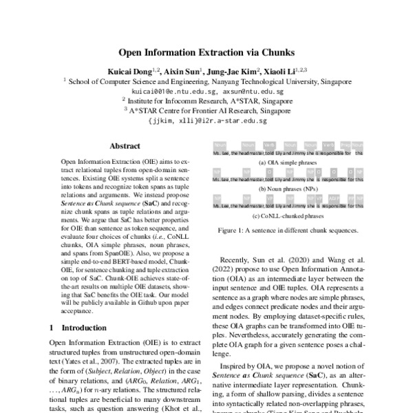 Open Information Extraction via Chunks - ACL Anthology