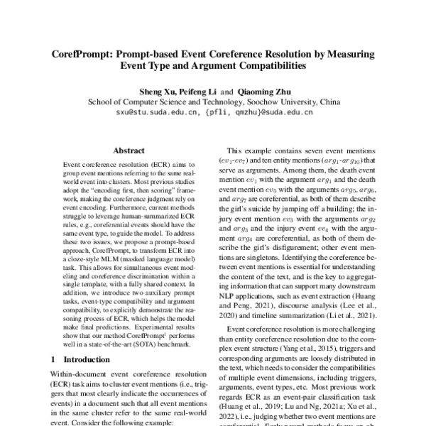 Corefprompt Prompt Based Event Coreference Resolution By Measuring Event Type And Argument
