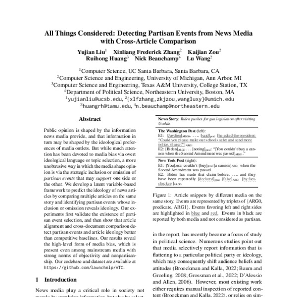 All Things Considered: Detecting Partisan Events from News Media with ...