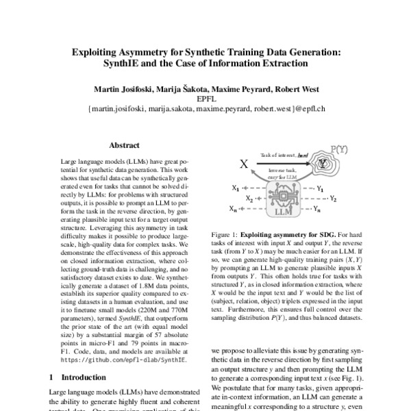 Exploiting Asymmetry For Synthetic Training Data Generation Synthie And The Case Of Information