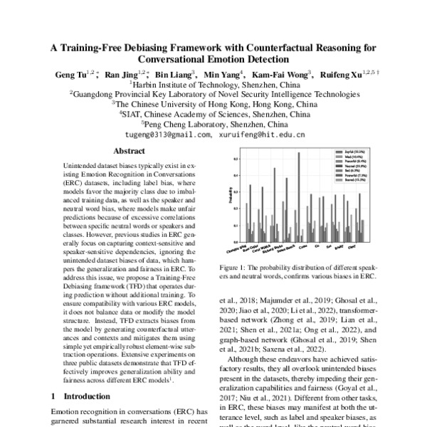 A Training-Free Debiasing Framework with Counterfactual Reasoning for Conversational Emotion ...