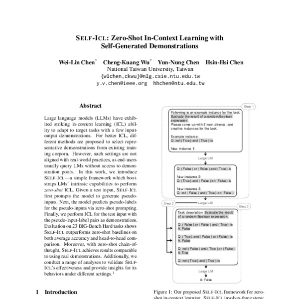 Self-ICL: Zero-Shot In-Context Learning with Self-Generated Demonstrations - ACL Anthology