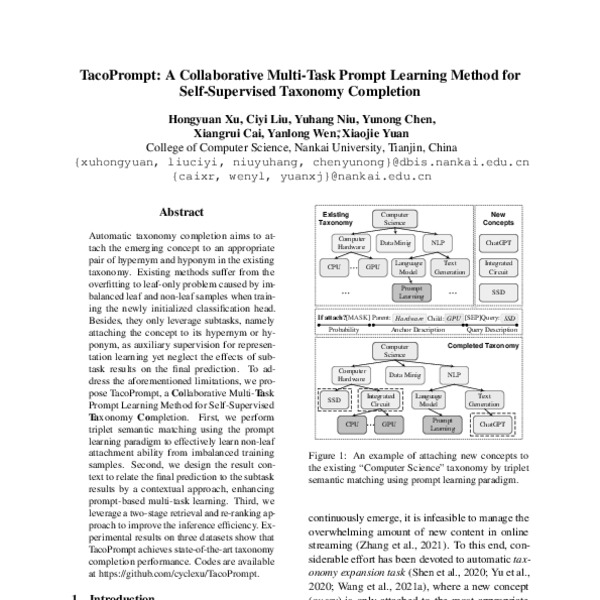 TacoPrompt: A Collaborative Multi-Task Prompt Learning Method for Self-Supervised Taxonomy ...